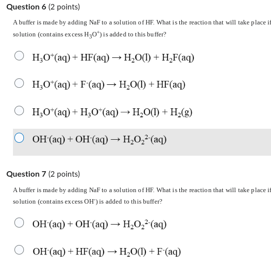 Solved Question 7 (2 ﻿points)A buffer is made by adding NaF | Chegg.com