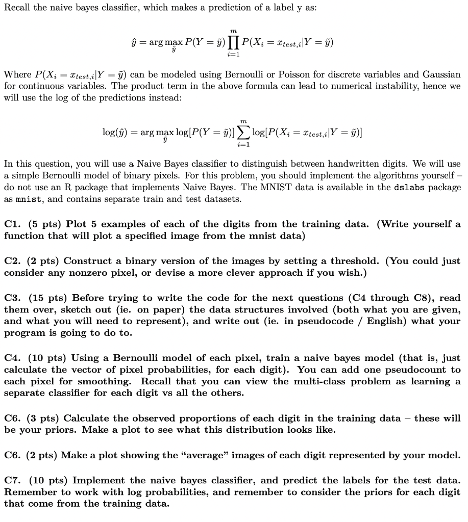 Solved Recall the naive bayes classifier, which makes a | Chegg.com