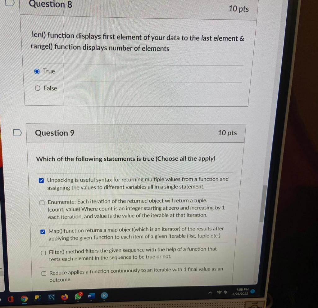 Solved Question 8 10 pts len() function displays first | Chegg.com