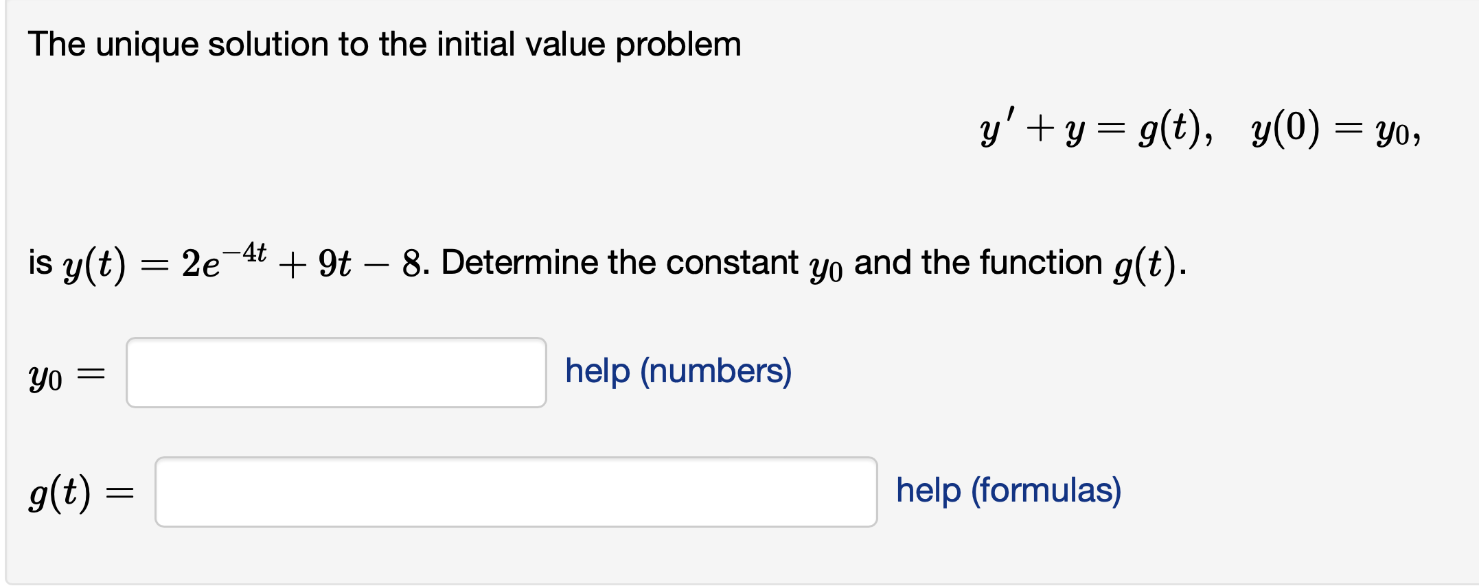 Solved The unique solution to the initial value problem | Chegg.com