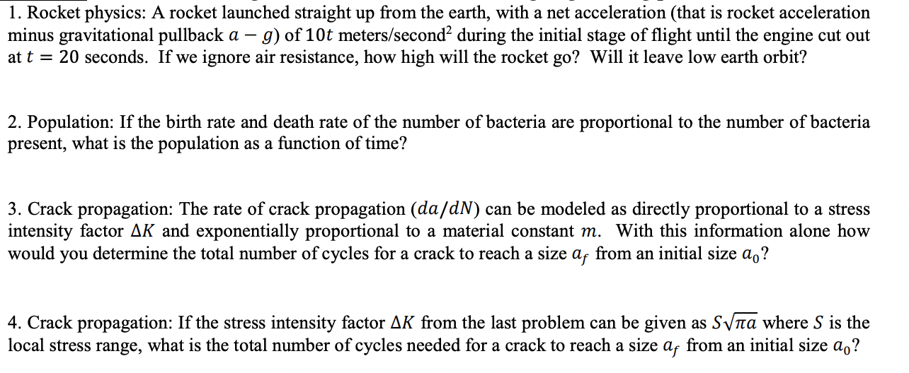 Solved 1. Rocket physics: A rocket launched straight up from | Chegg.com