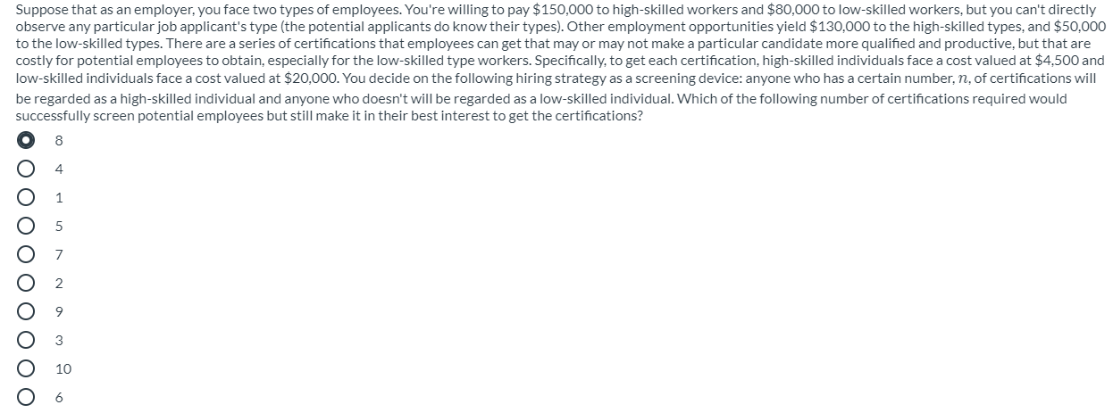 Solved Suppose that as an employer, you face two types of | Chegg.com