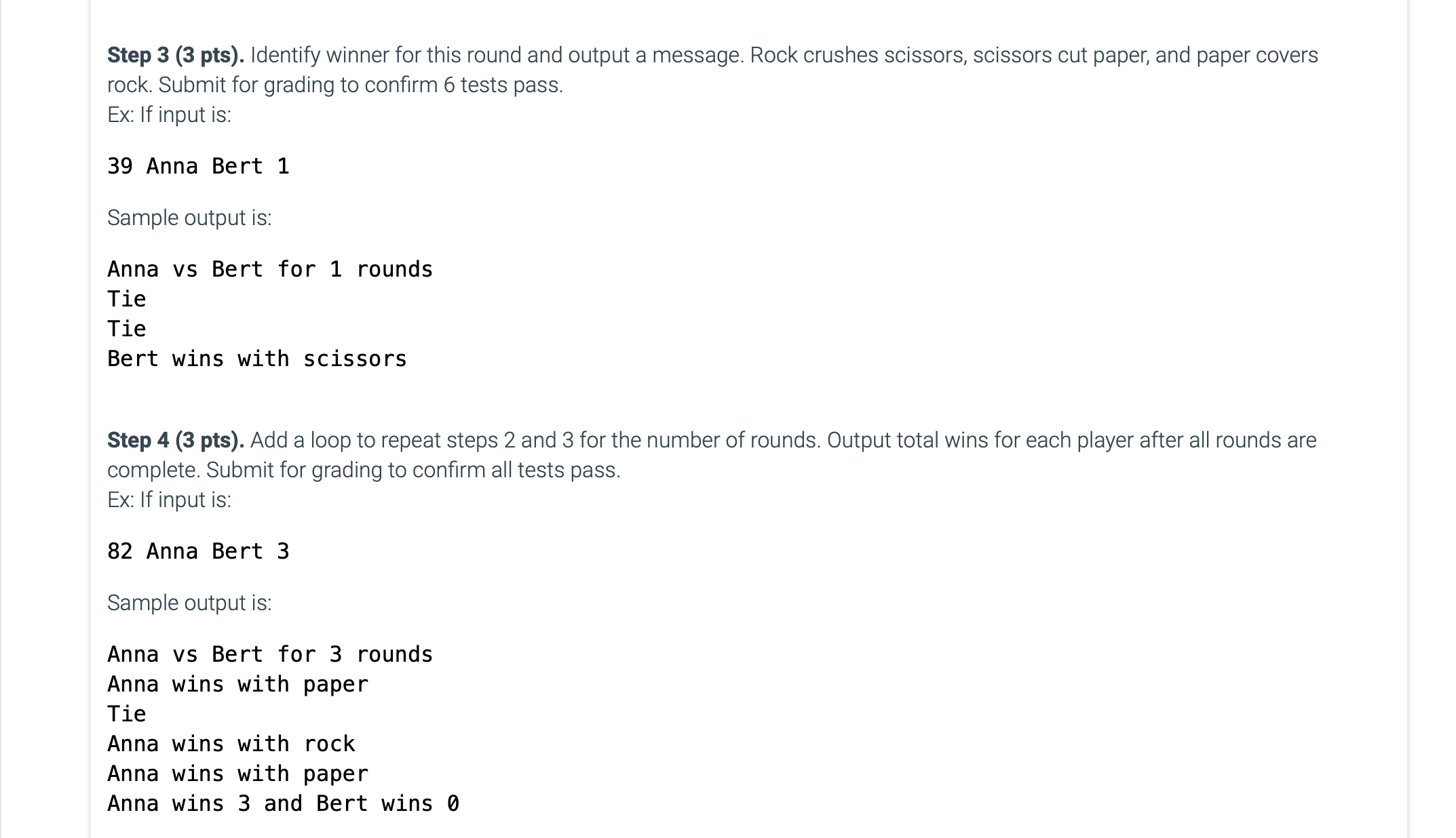 Solved Step 3 (3 pts). Identify winner for this round and | Chegg.com
