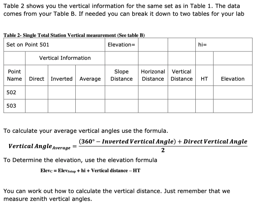 Solved Table 2 shows you the vertical information for the | Chegg.com
