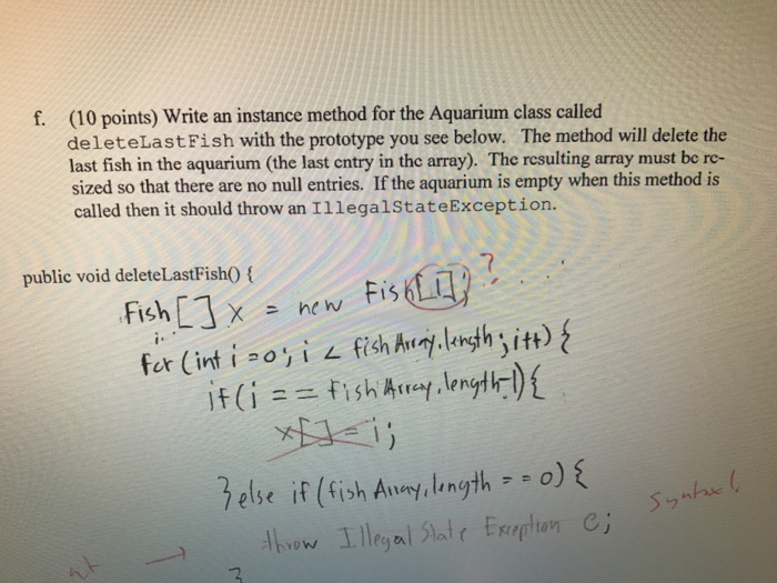 Solved Write an instance method for the Aquarium class | Chegg.com