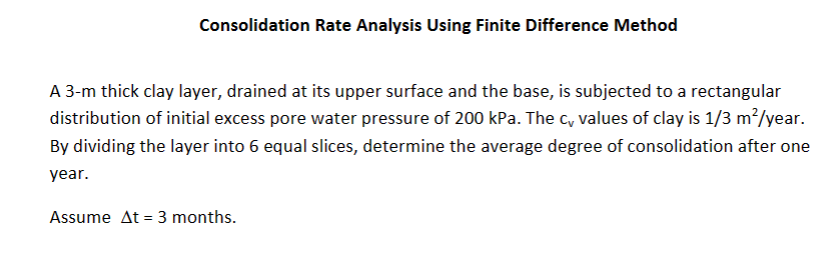 Solved Consolidation Rate Analysis Using Finite Difference | Chegg.com