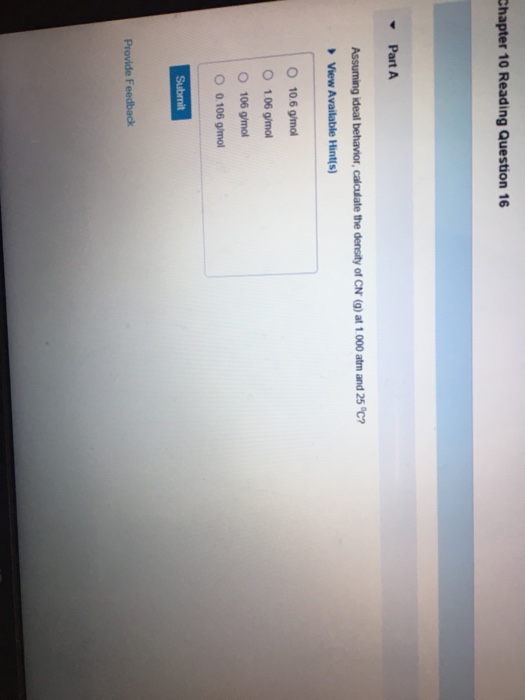 Solved hapter 10 Reading Question 16 Assuming ideal | Chegg.com