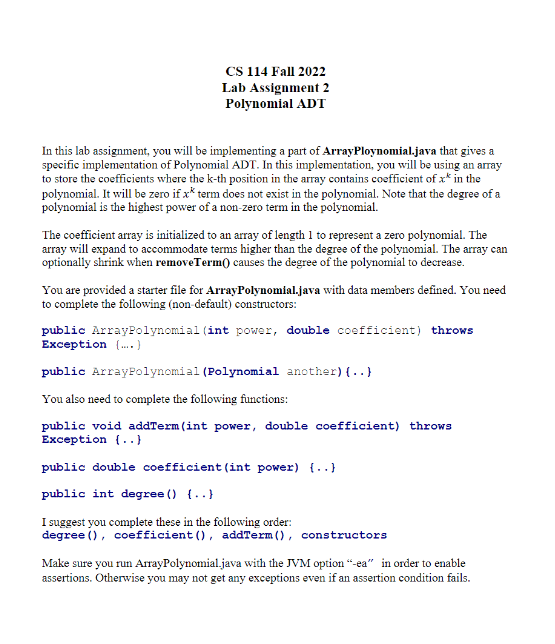 Solved public class ArrayPolynomial implements Polynomial | Chegg.com