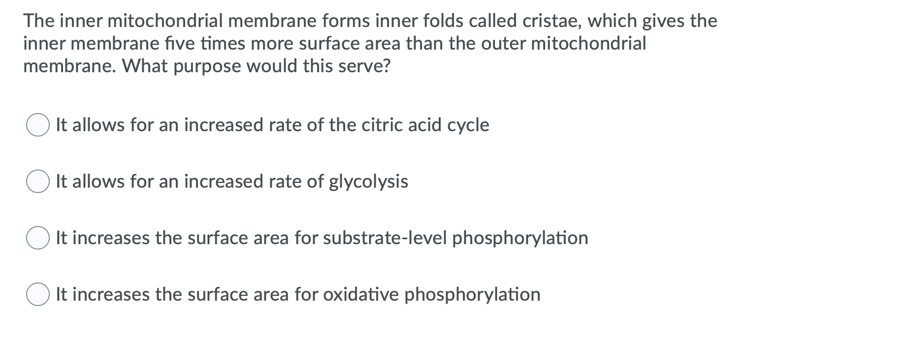 Solved The inner mitochondrial membrane forms inner folds | Chegg.com
