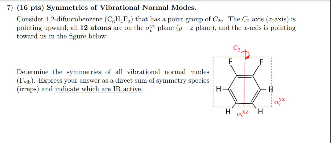 Solved 7) (16 pts) Symmetries of Vibrational Normal Modes. | Chegg.com
