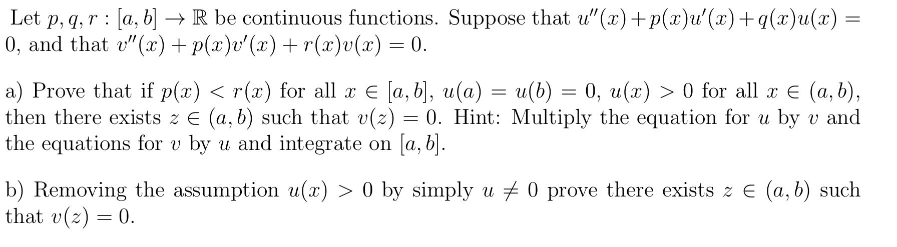 Let p,q,r:[a,b]→R be continuous functions. Suppose | Chegg.com