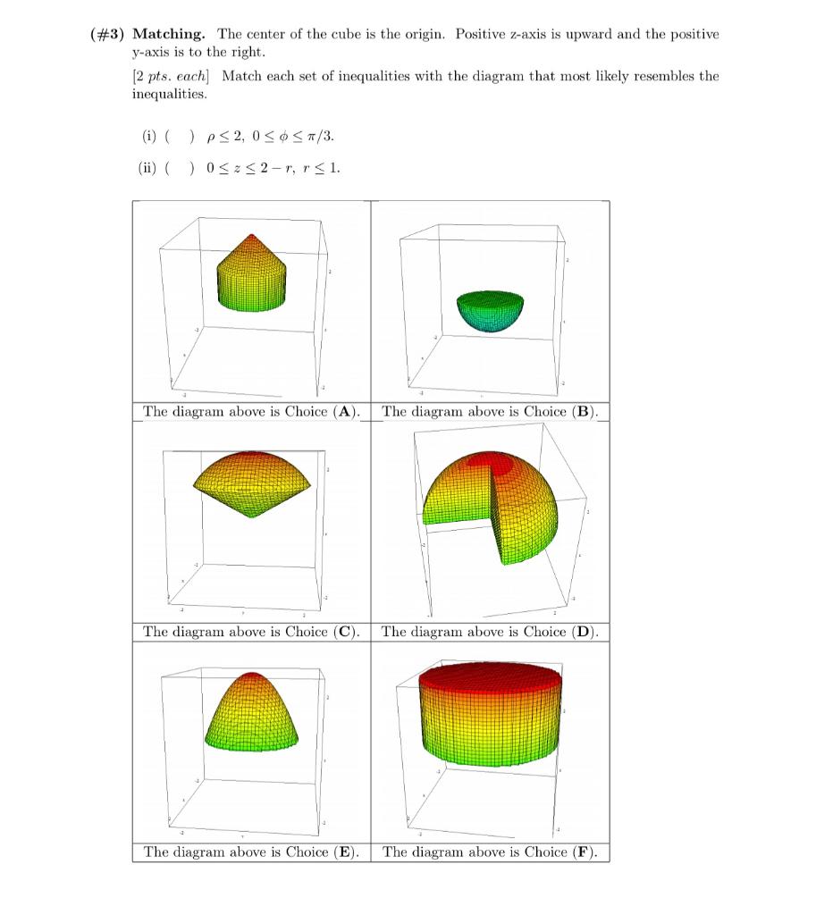 Solved (\#3) Matching. The center of the cube is the origin. | Chegg.com