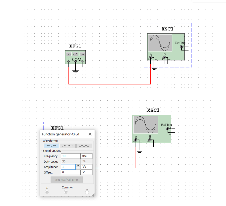 Solved XSC1 Ext Trico XFG1 COM XSC1 Ext Trig XFG1 Function | Chegg.com
