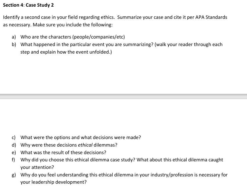 Solved Section 4: Case Study 2wells fargo case in your field | Chegg.com