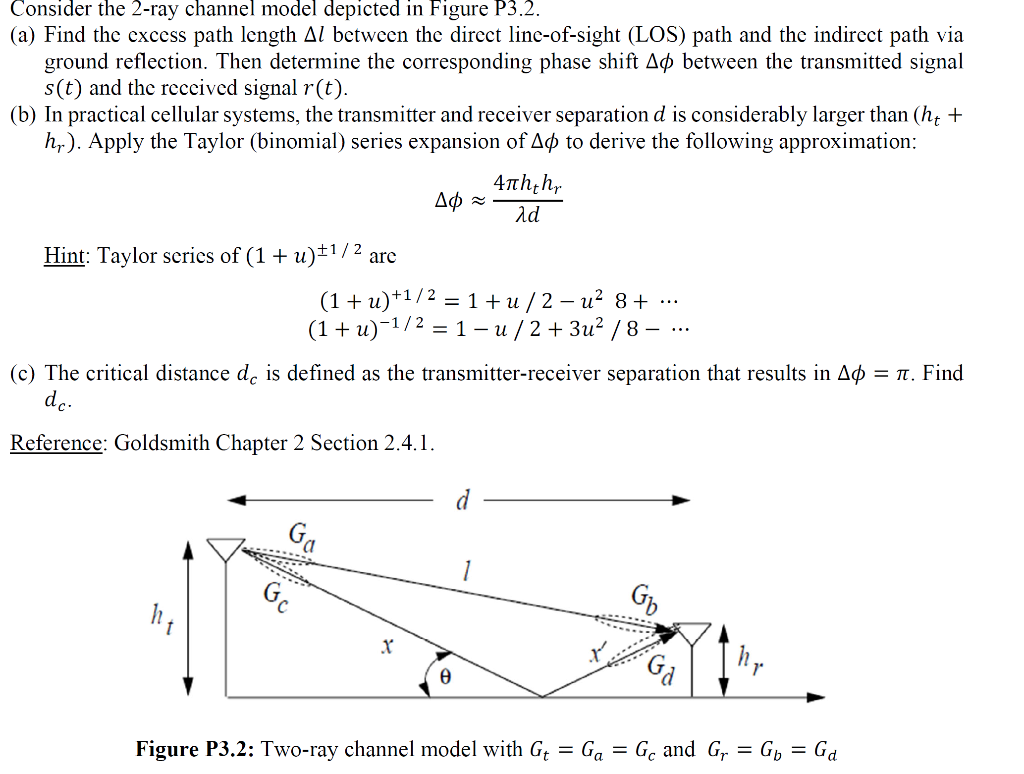 Solved Consider the 2-ray channel model depicted in Figure | Chegg.com