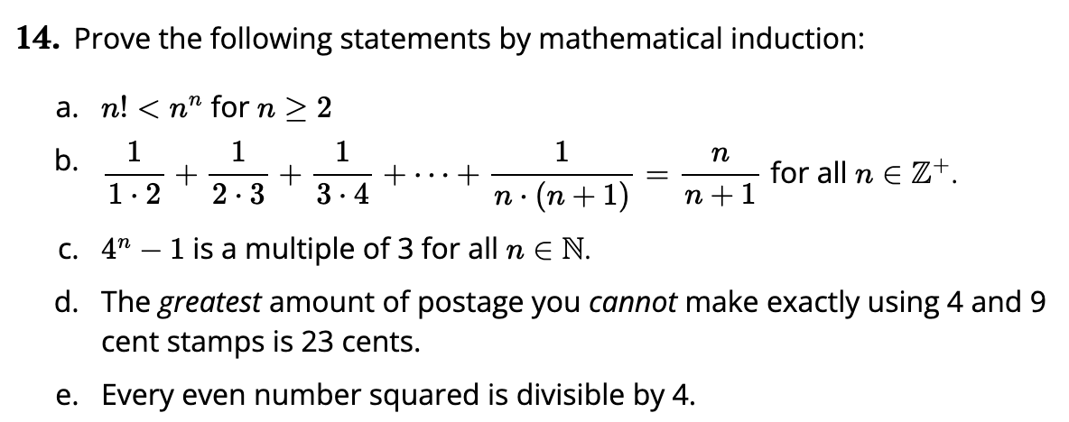Solved 14. Prove the following statements by mathematical | Chegg.com