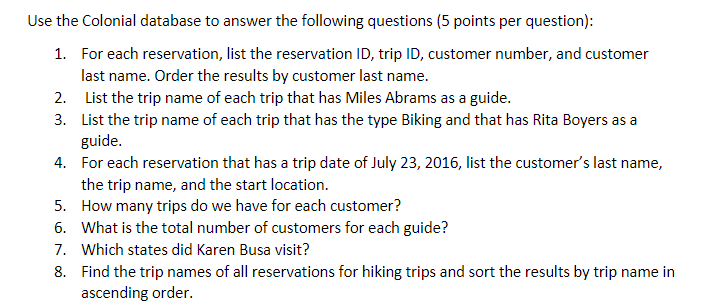 Solved Database: CREATE TABLE GUIDE (GUIDE_NUM CHAR(4) | Chegg.com
