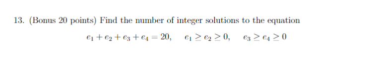 Solved 13. (Bonus 20 points) Find the number of integer | Chegg.com