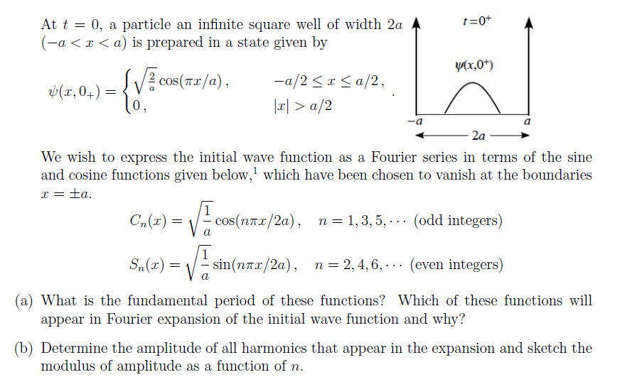 Solved At t=0, a particle an infinite square well of width 2 | Chegg.com