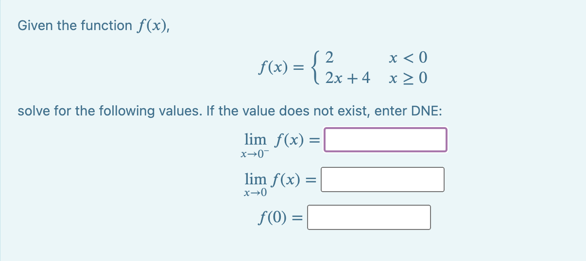 Solved Given the function f(x), f(x)={22x+4x