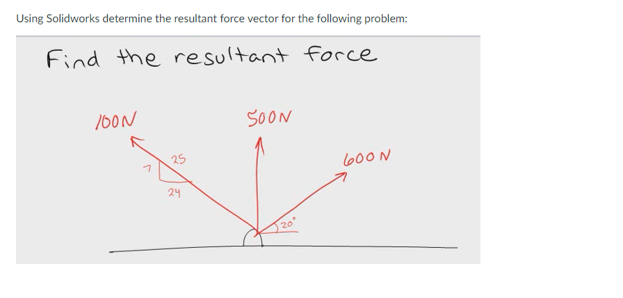 Solved Using Solidworks determine the resultant force vector | Chegg.com