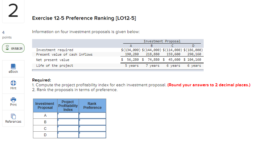 Solved Exercise 12-5 Preference Ranking [LO12-5] Information | Chegg.com