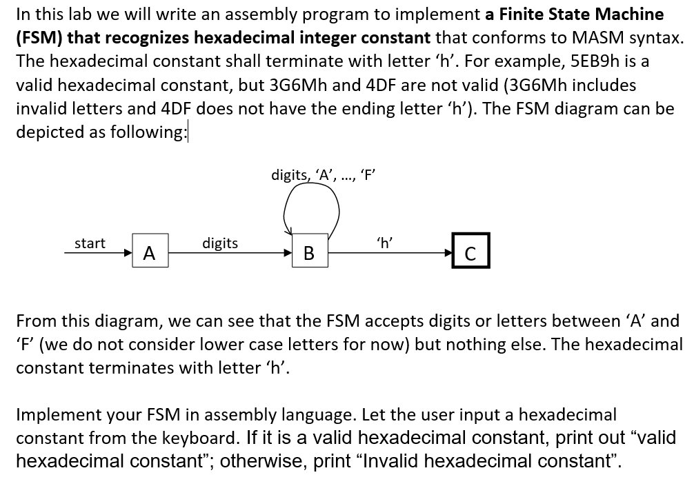 In this lab we will write an assembly program to | Chegg.com