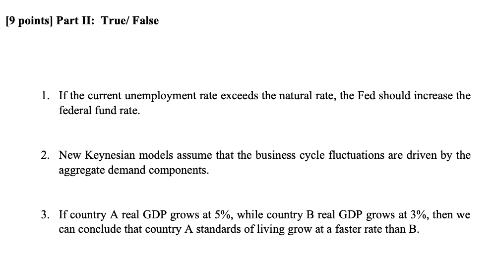 Solved [9 points] Part II: True/ False 1. If the current | Chegg.com