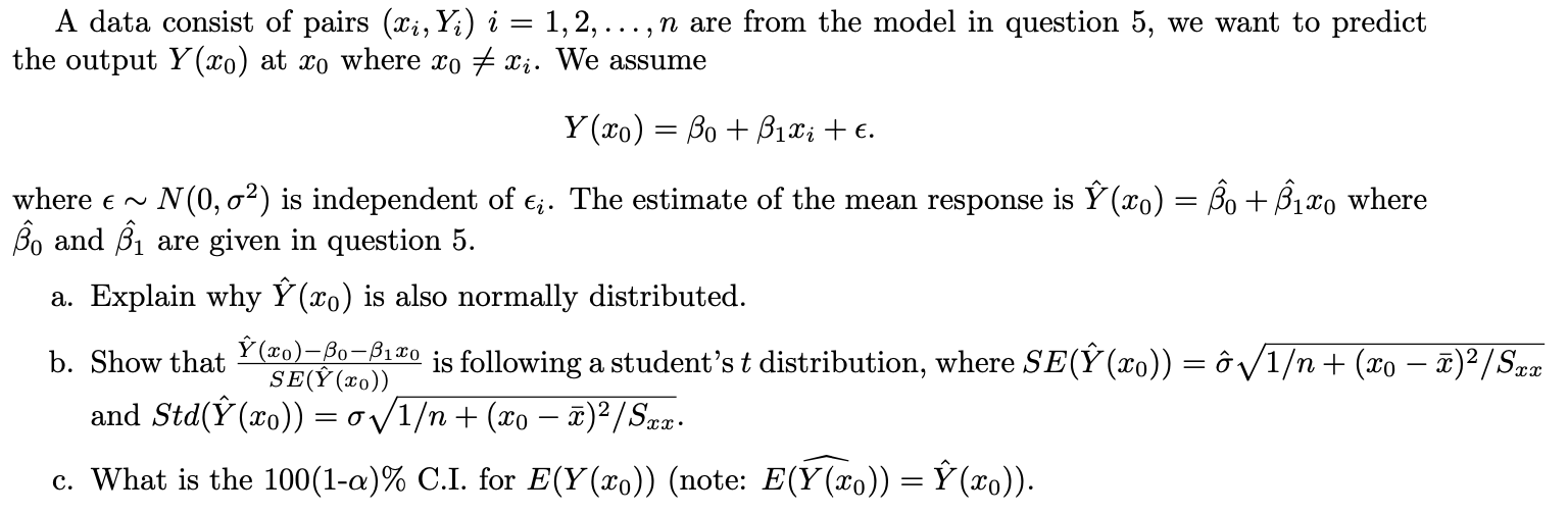 Solved A data consist of pairs (xi,Yi) i = 1, 2, .. ..., n | Chegg.com