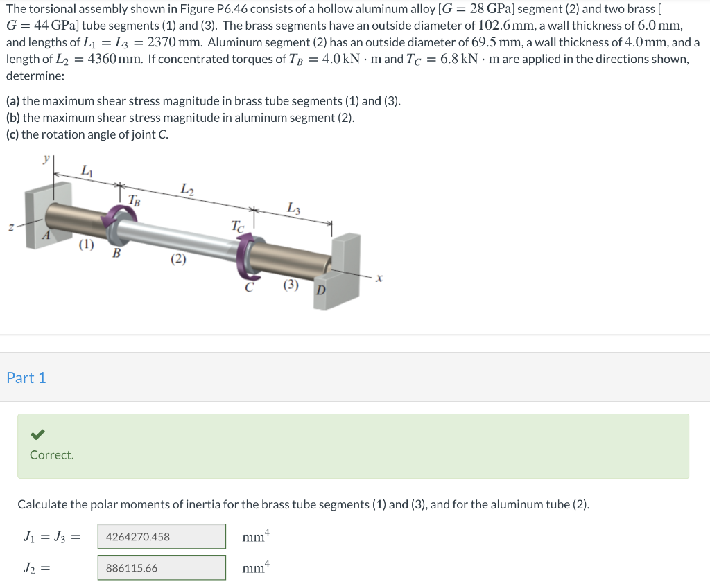 Solved The torsional assembly shown in Figure P6.46 consists | Chegg.com