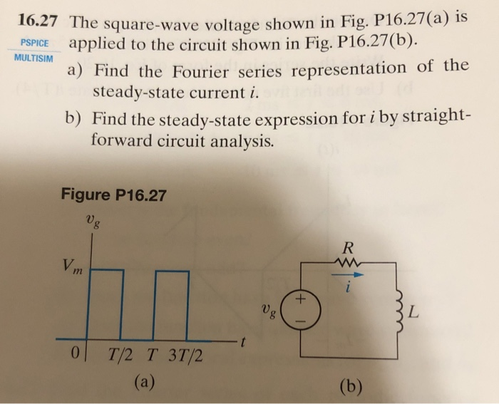 Solved 16.27 The square-wave voltage shown in Fig. P16.27(a) | Chegg.com
