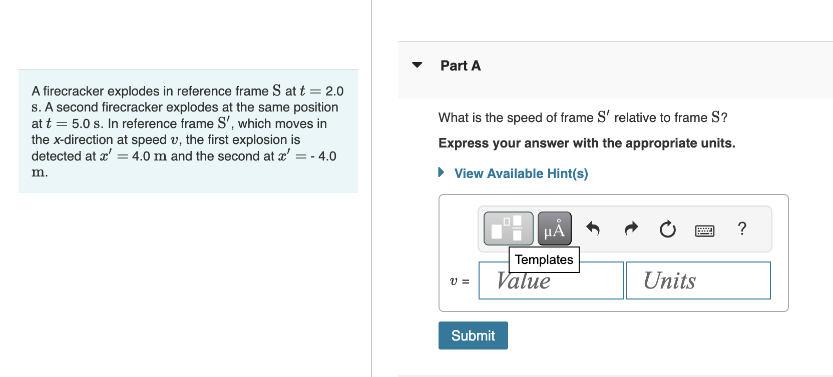Solved A firecracker explodes in ﻿reference frame | Chegg.com