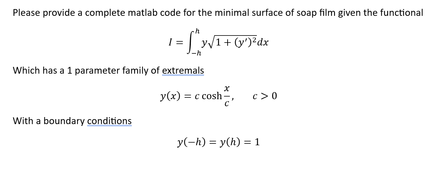 Solved Please Provide A Complete Matlab Code For The Minimal 