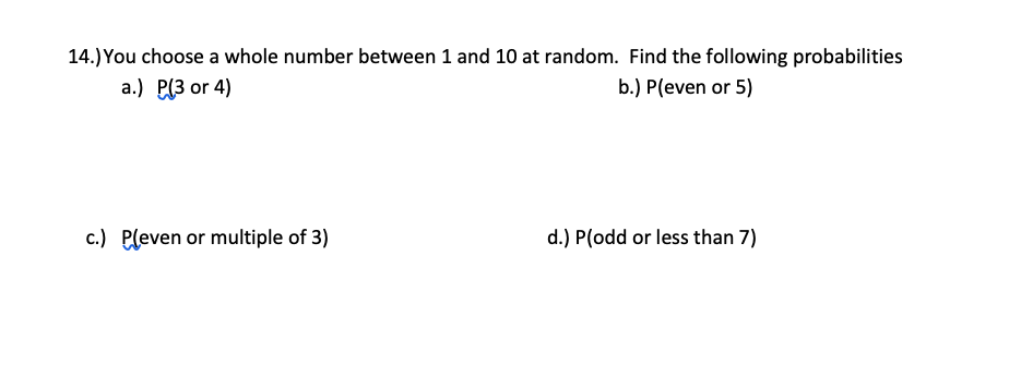 Solved 14.) You choose a whole number between 1 and 10 at | Chegg.com