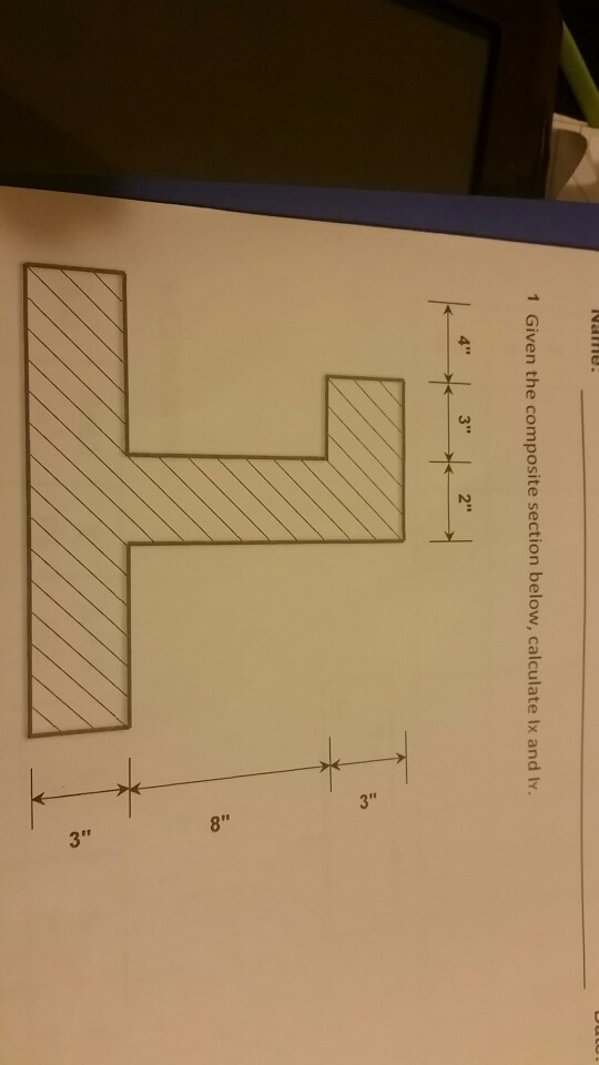 Solved 3" 3" 8" 1 Given the composite section below, | Chegg.com