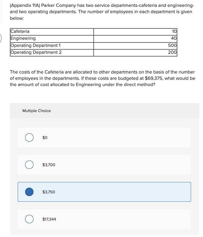 Solved (Appendix 11A) Parker Company has two service | Chegg.com