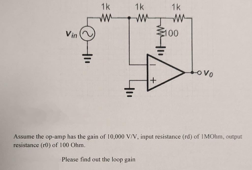 Solved Assume the op-amp has the gain of 10,000 V/V, input | Chegg.com