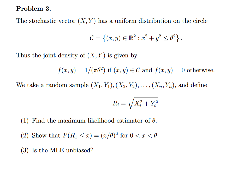 Solved The stochastic vector (X,Y) has a uniform | Chegg.com