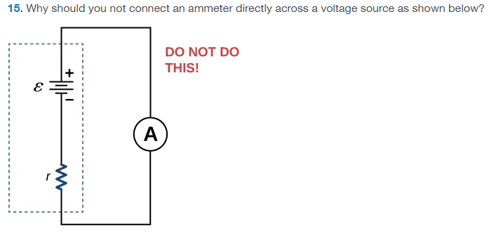 Solved Why should you not connect an ammeter directly across | Chegg.com