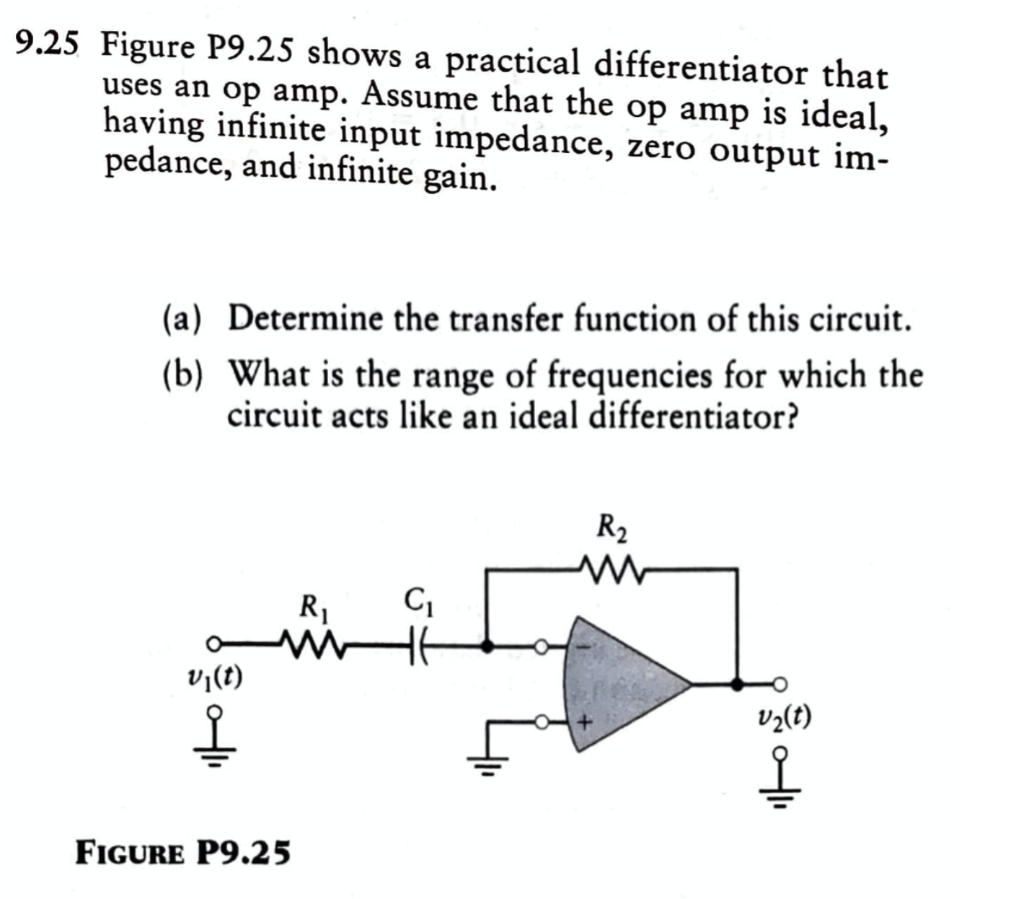 Solved 9.25. Figure P9.25 shows a practical differentiator | Chegg.com