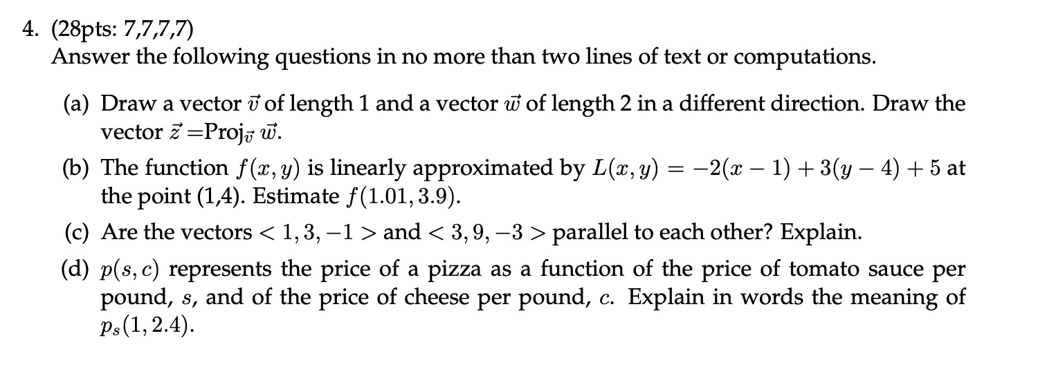 Solved a = 4. (28pts: 7,7,7,7) Answer the following | Chegg.com