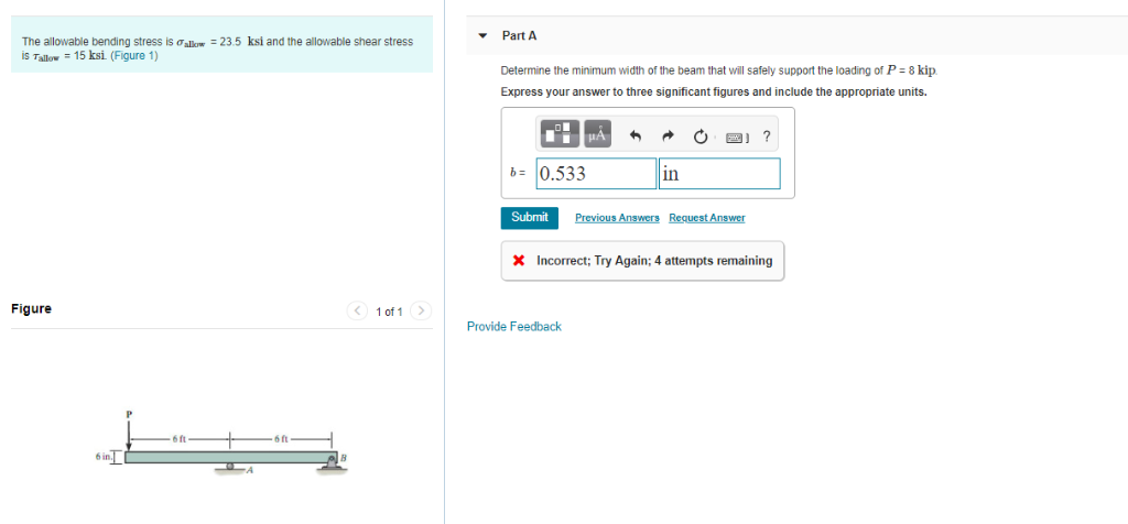 Solved Part A Determine the minimum width of the beam that | Chegg.com