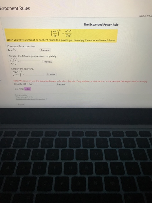 Solved Exponent Rules Due in 9 ho The Expanded Power Rule | Chegg.com