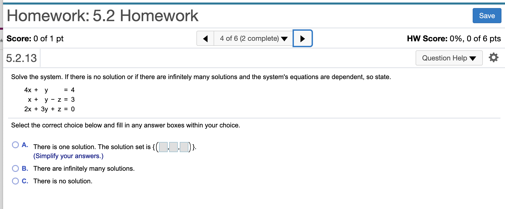 Solved Homework: 5.2 Homework Save Score: 0 of 1 pt 2 of 6 | Chegg.com