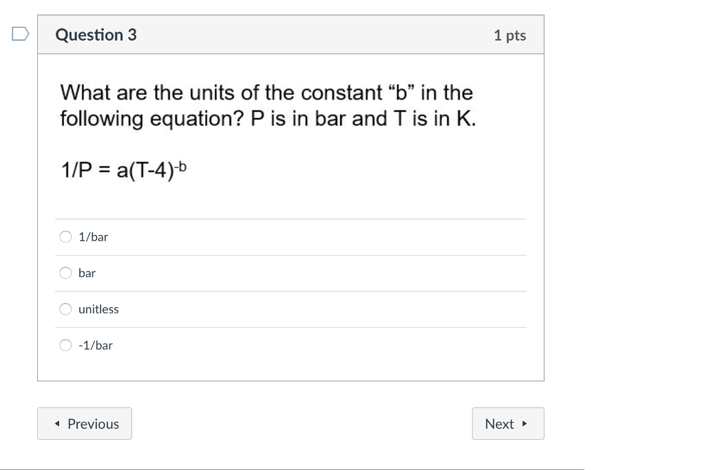 Solved D Question 3 1 pts What are the units of the constant | Chegg.com