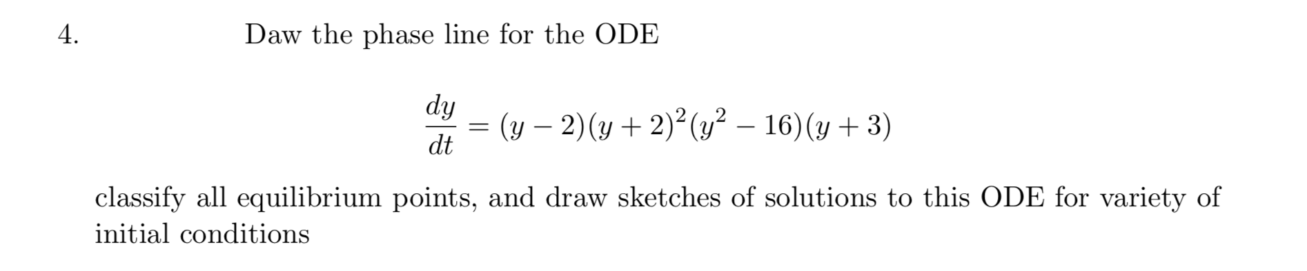 Solved Daw the phase line for the ODE dy = (y – 2)(y + | Chegg.com