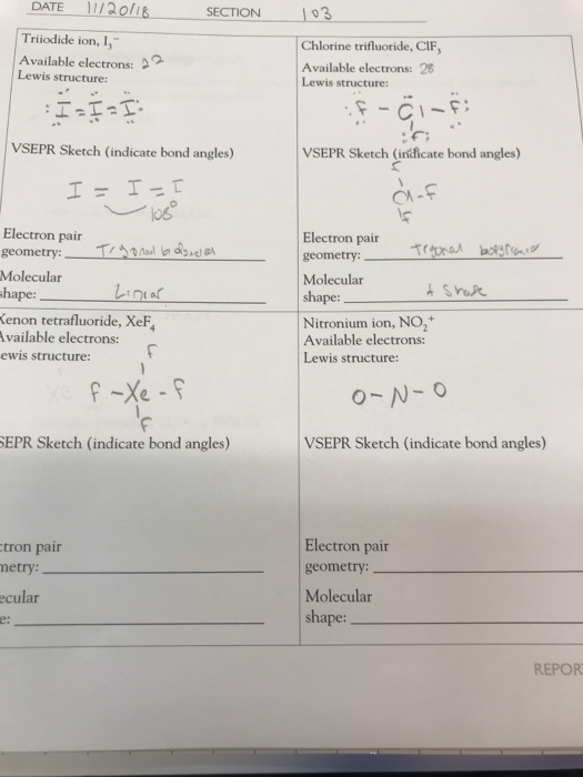 Solved DATE 11/2oliSECTION 103 Triiodide ion, I, Available | Chegg.com