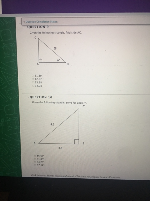 Solved Given the following triangle, find side AC. 11.89 | Chegg.com