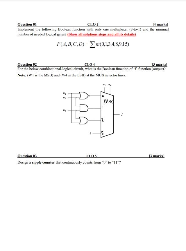 Solved Subject: Digital Logic Design. Please have nice hand | Chegg.com