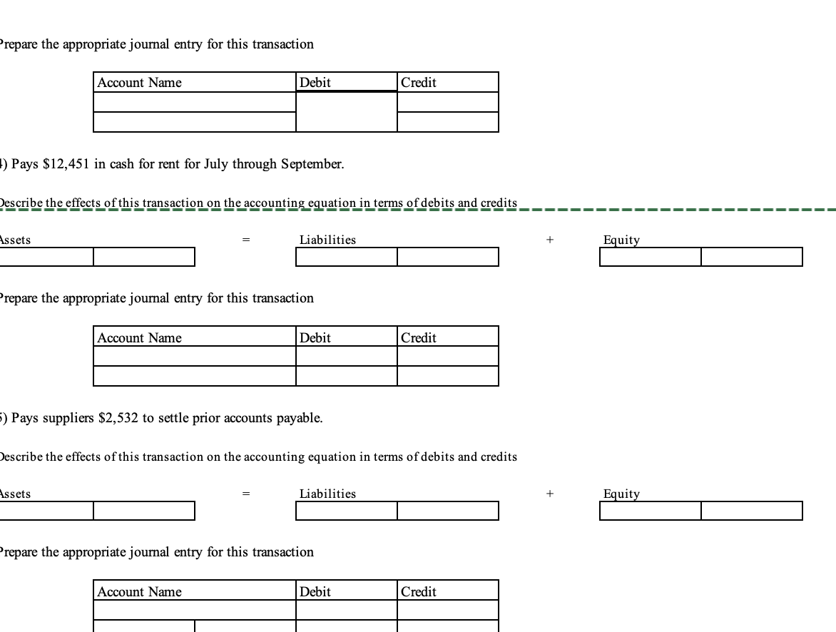 Solved Describe the effects of this transaction on the | Chegg.com